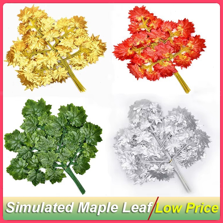 12PCS Gold/White/Red/Green Artificial Maple/Mango Leaves home ...