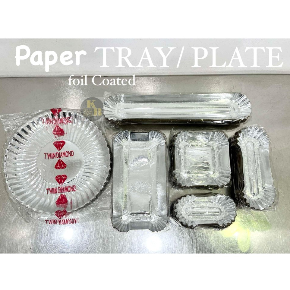 Paper Plate/Tray Silver Foil Coated (Choose Variations) | Shopee ...