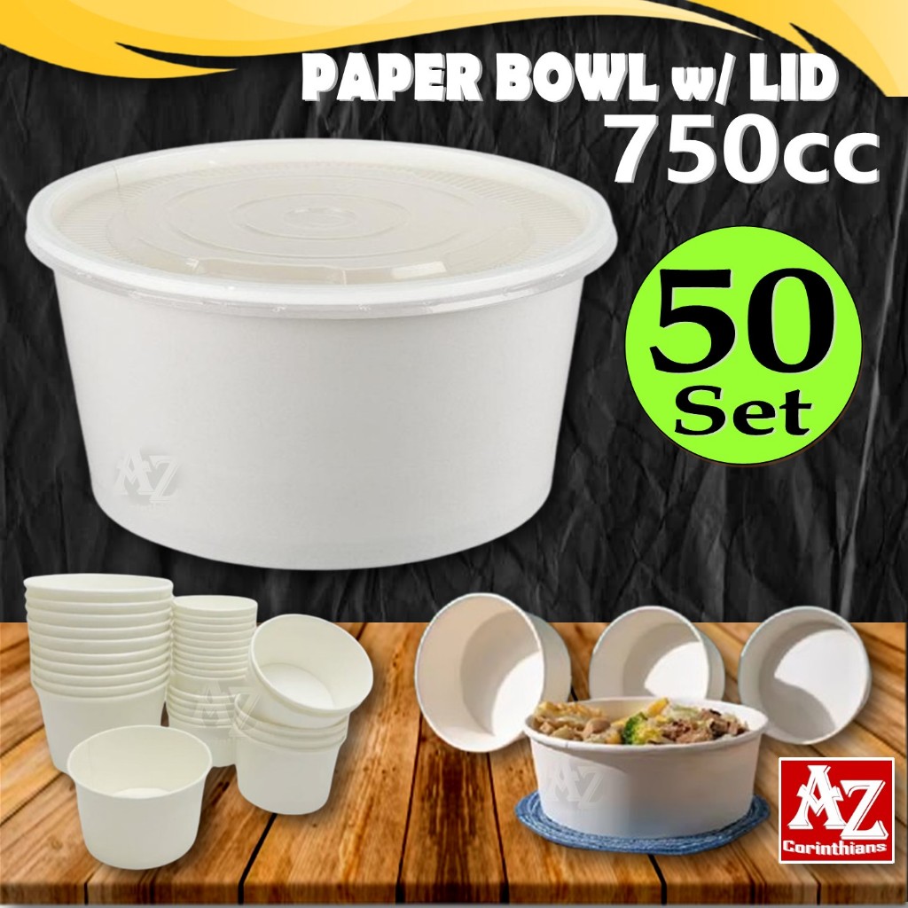 Big Paper Bowl 750cc Bowl only or Set or Lid only (for Rice meals ...