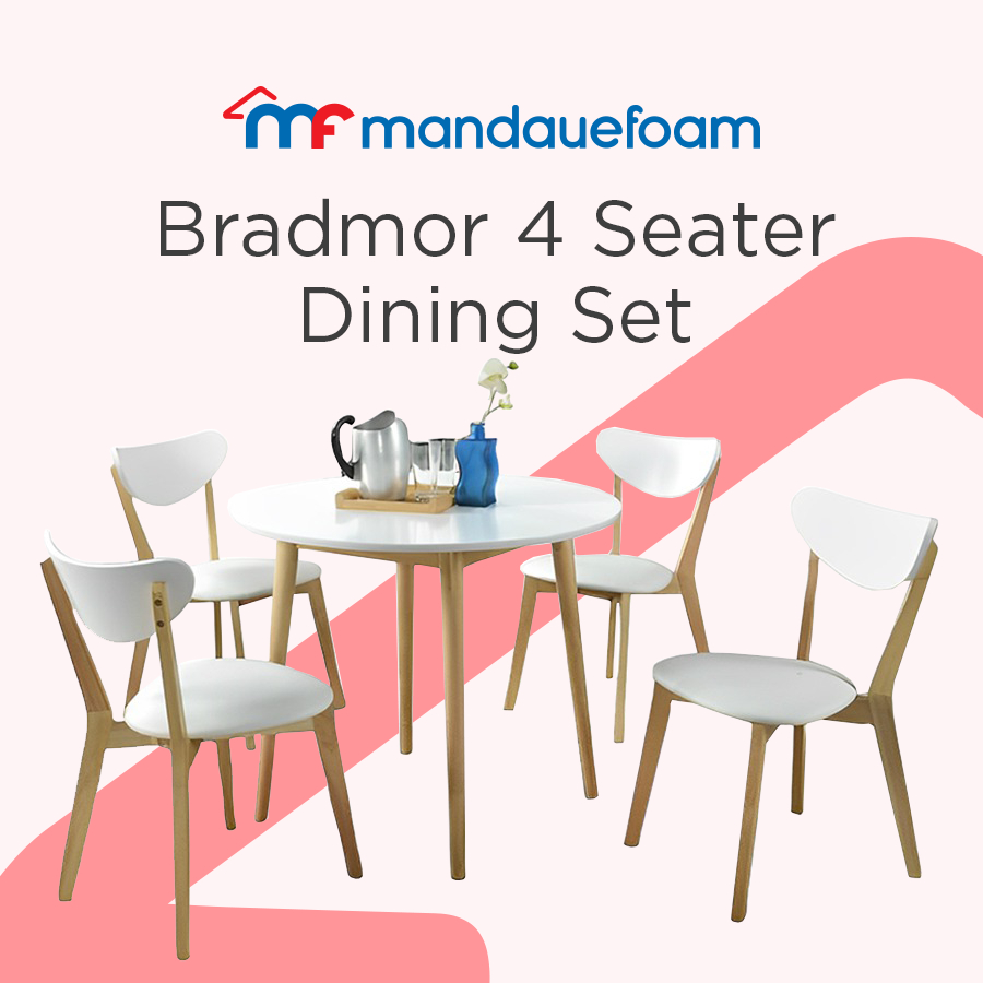 Mandaue Foam Bradmor 4 Seater Dining Set - White + Natural | Shopee ...