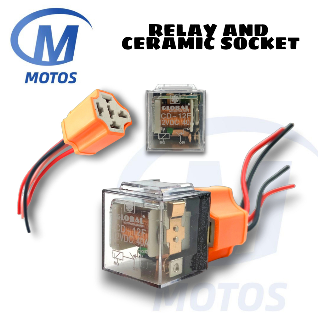 Motosph Motorcycle 12V Set Transparent Horn Mini Driving Light Relay ...
