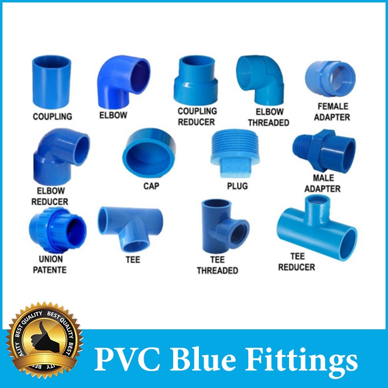 PVC Blue Fittings 1/2" 3/4" 1" Elbow Coupling Tee Male Aadaptor Female ...