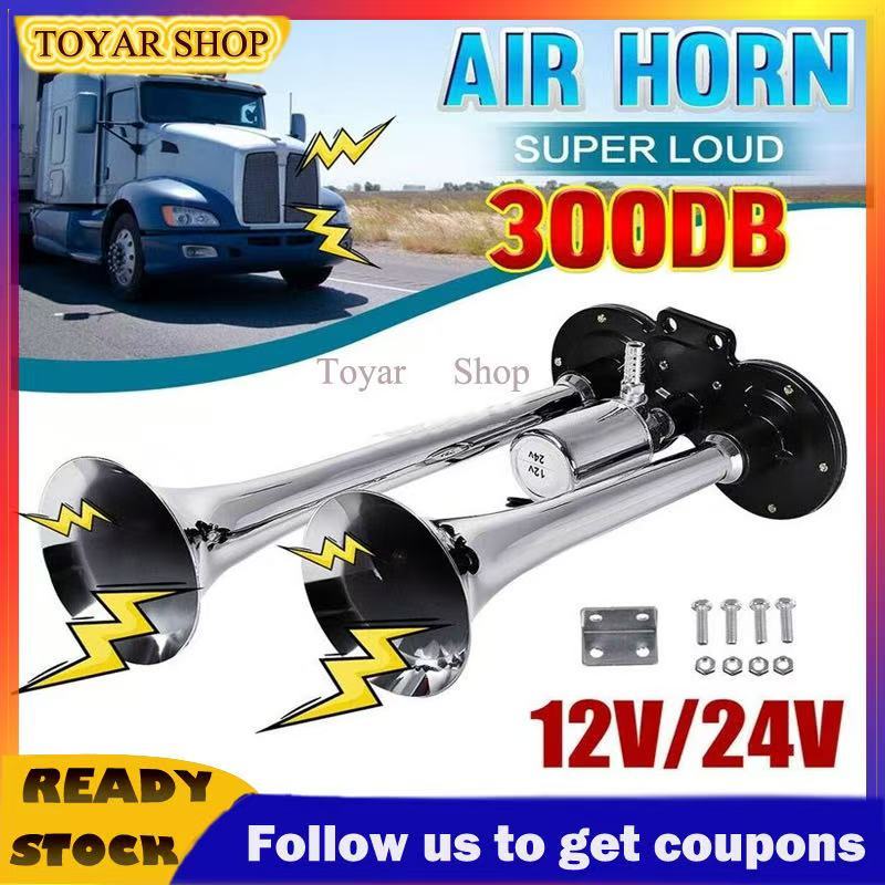 Loud Air Horn Dual Trumpet Truck 12v-24v Train Truck Car Kit Compressor ...