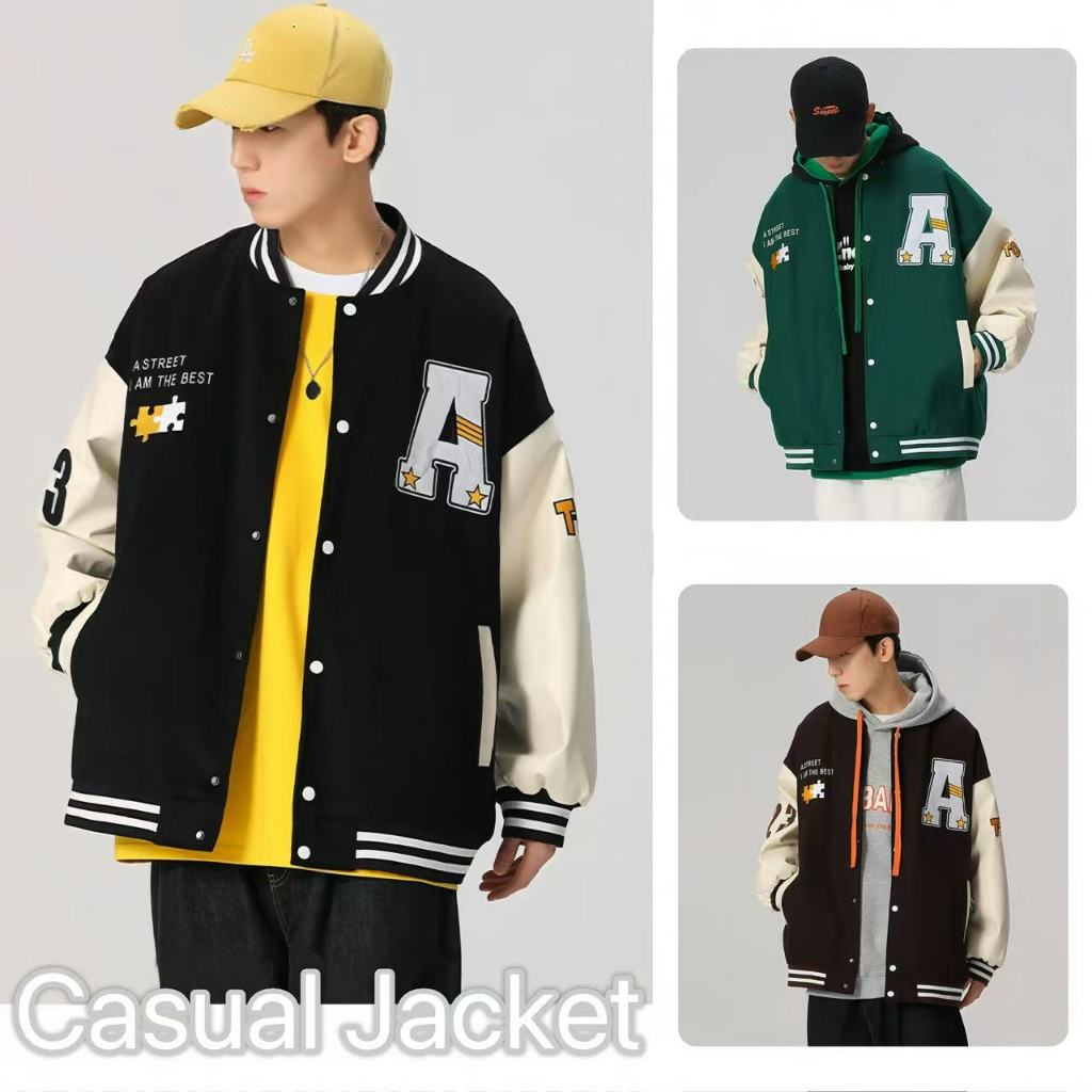 Korean Aesthetic jacket for men baseball uniform Casual vintage jacket ...