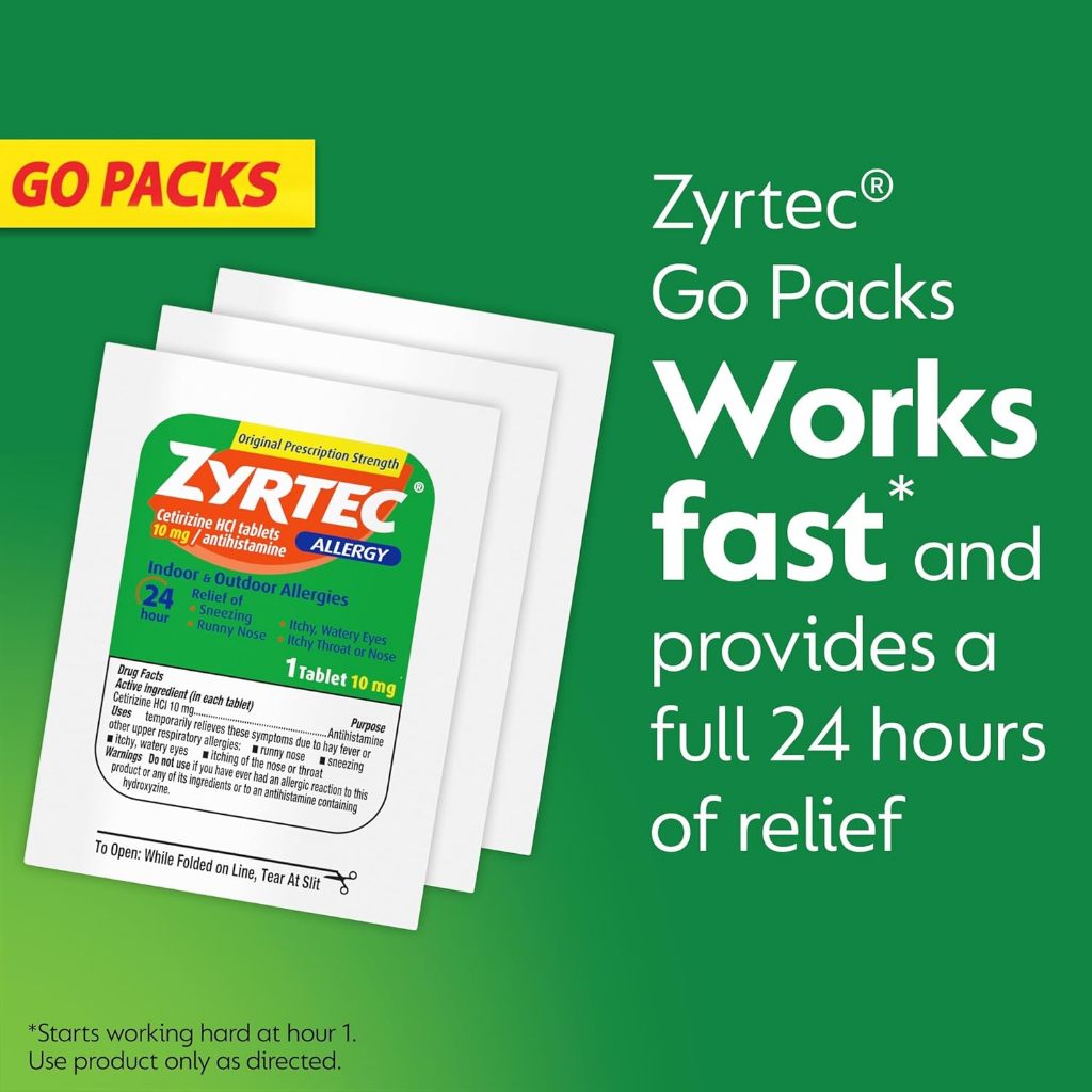 Zyrtec 24 Hour Allergy Relief Tablets, Allergy Medicine, On-The-Go ...