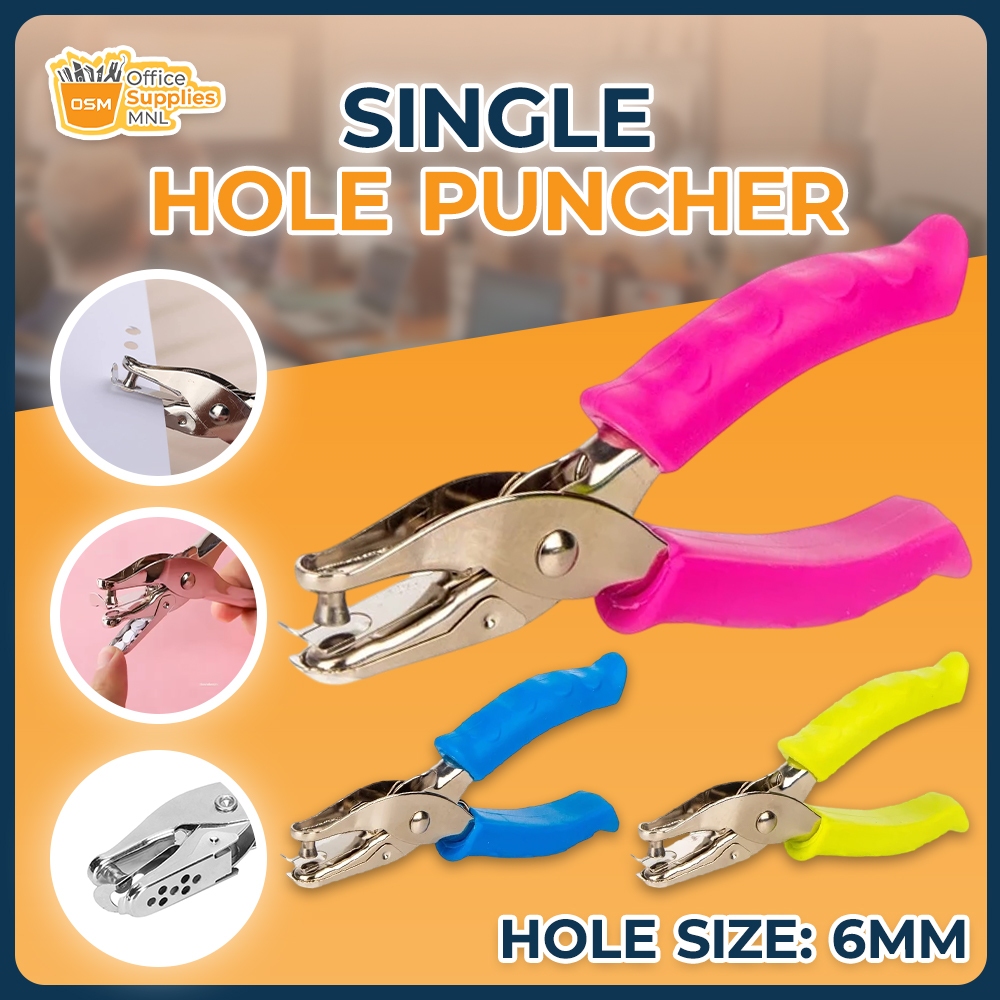 Single Hole Puncher 6mm Heavy-Duty with Non Slip Handle 8 Sheet ...