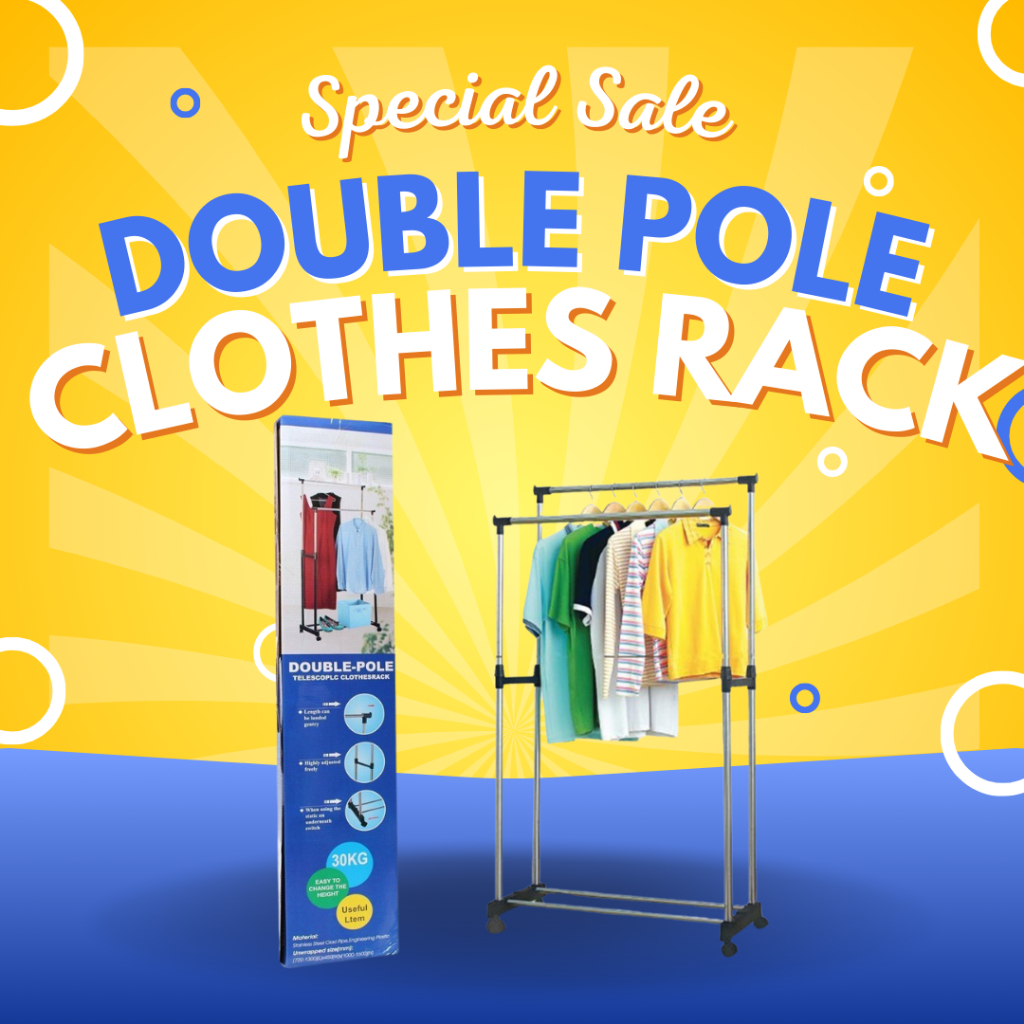 Double Pole Telescopic Clothesrack Good Quality Bar Clothes Hanger WITH ...