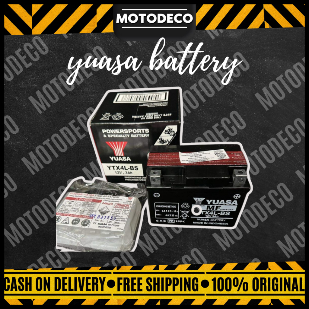 Yuasa Motorcycle Battery YTX4L-BS (made in Indonesia) —for YAMAHA MIO I ...