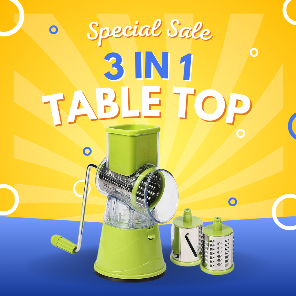 3 in 1 Vegetable Slicer Swift Rotary Drum Grater Nut Shredder Veggie ...