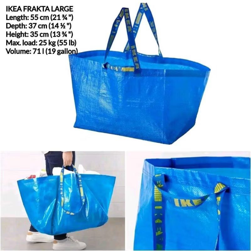 Ikea frakta & brattby blue reuseable sako bag strobg and durable ...