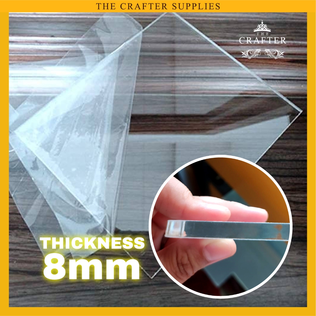 8mm Clear Transparent Acrylic Sheet med size Pre Cut Size Plastic Glass ...