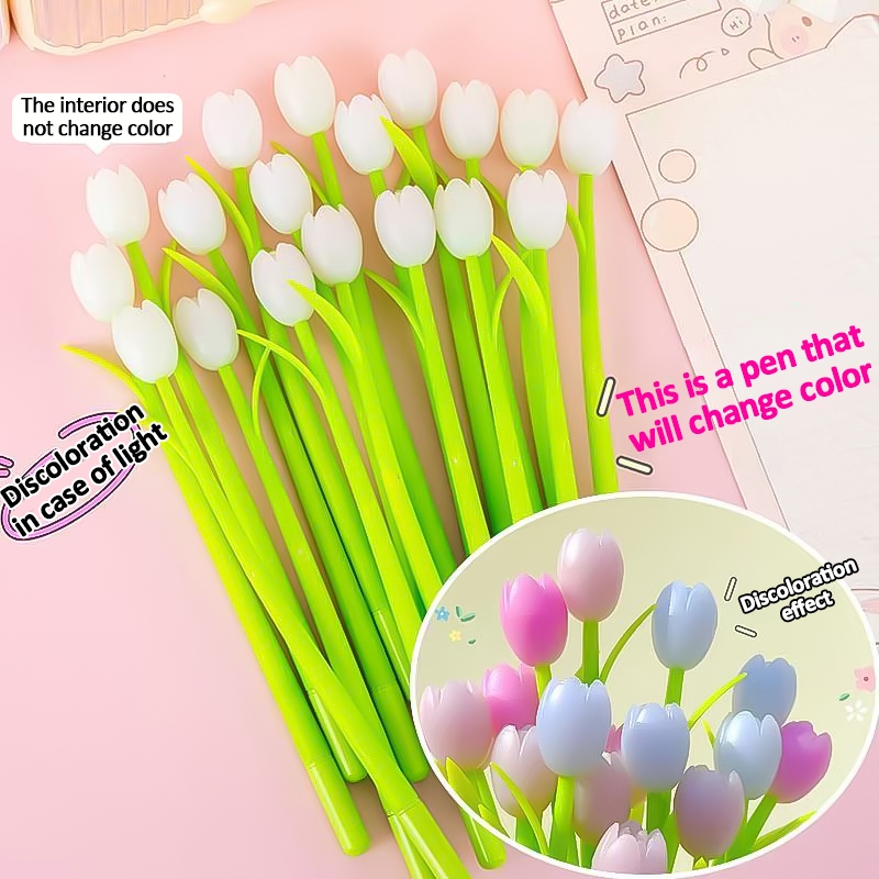 Creative Meet Light Color-changing Tulip Silicone Gel Pen Student Cute ...