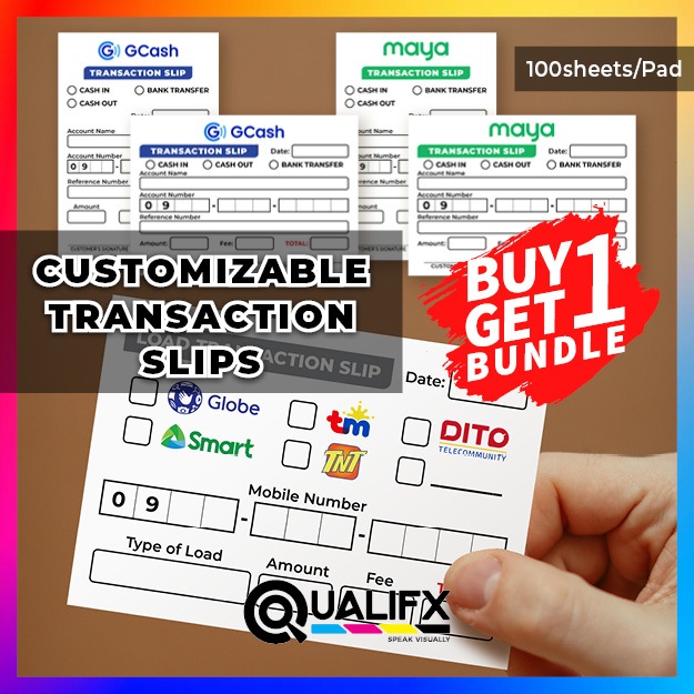 GCash Transaction Slip Pads, Load, Maya | Customized Store Name | Cash ...