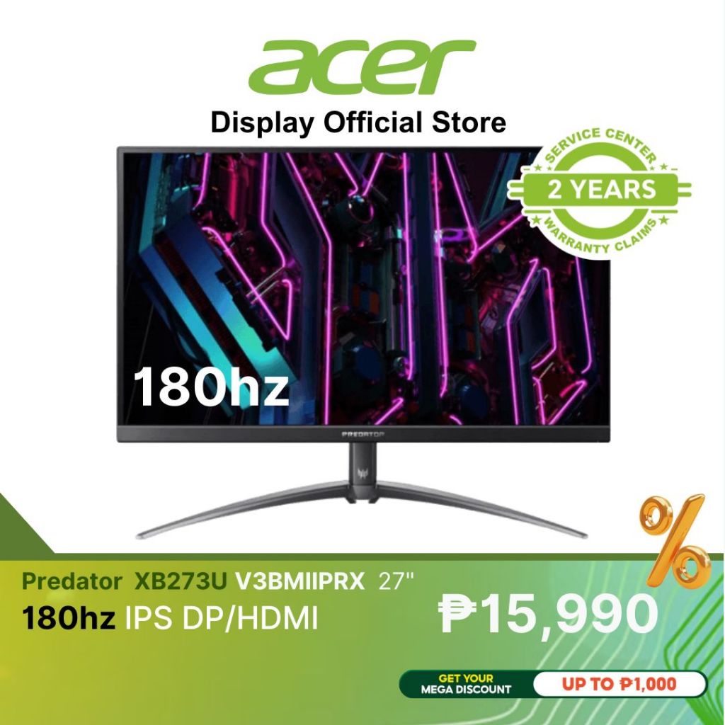 Acer Predator XB273U V3BMIIPRX 27" IPS LED 180Hz 2560x1440 Monitor ...