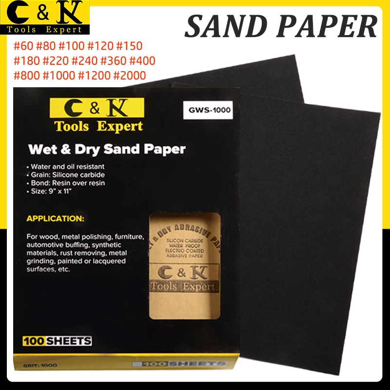 C&K (10pcs) Sand Paper #60~#2000 Grit Waterproof Sanding SandPaper High ...