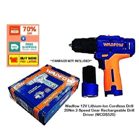 BUILDMATE Wadfow 12VLithium-Ion Cordless Drill with 1pc Battery 2-Speed ...