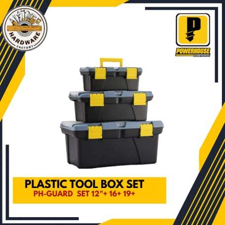 Powerhouse 3pcs Tool Box Set With Extra Storage Plastic Buckle Tools ...