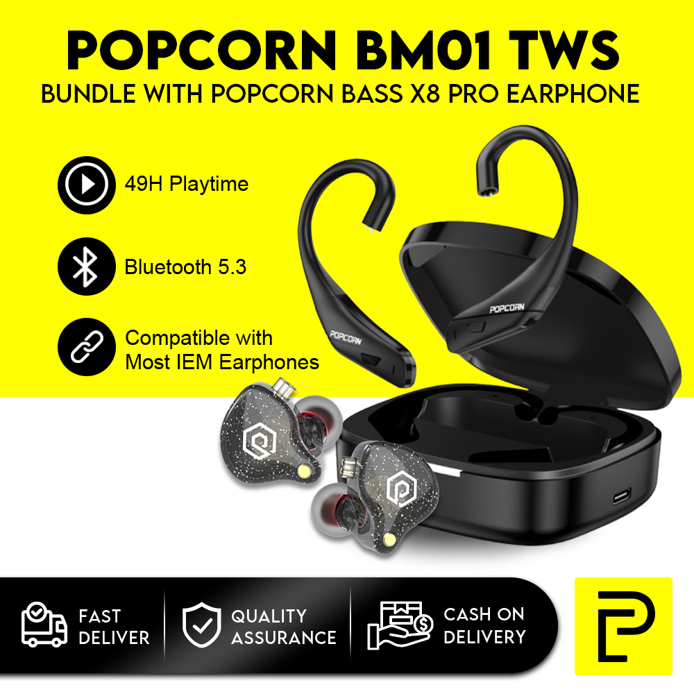 Popcorn BM01 5.3 Earhook Headset Wireless Bluetooth Module plus Popcorn ...