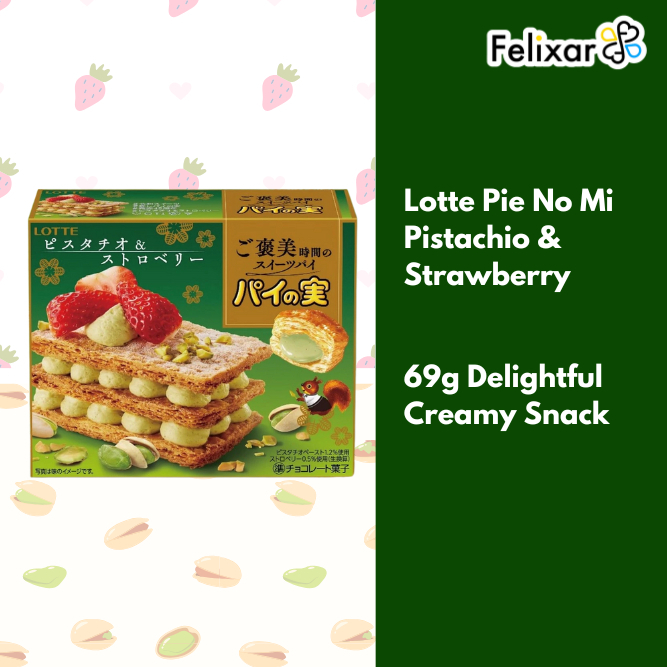 Lotte Pie No Mi Pistachio & Strawberry - 69g Delightful Creamy Snack | Shopee Philippines