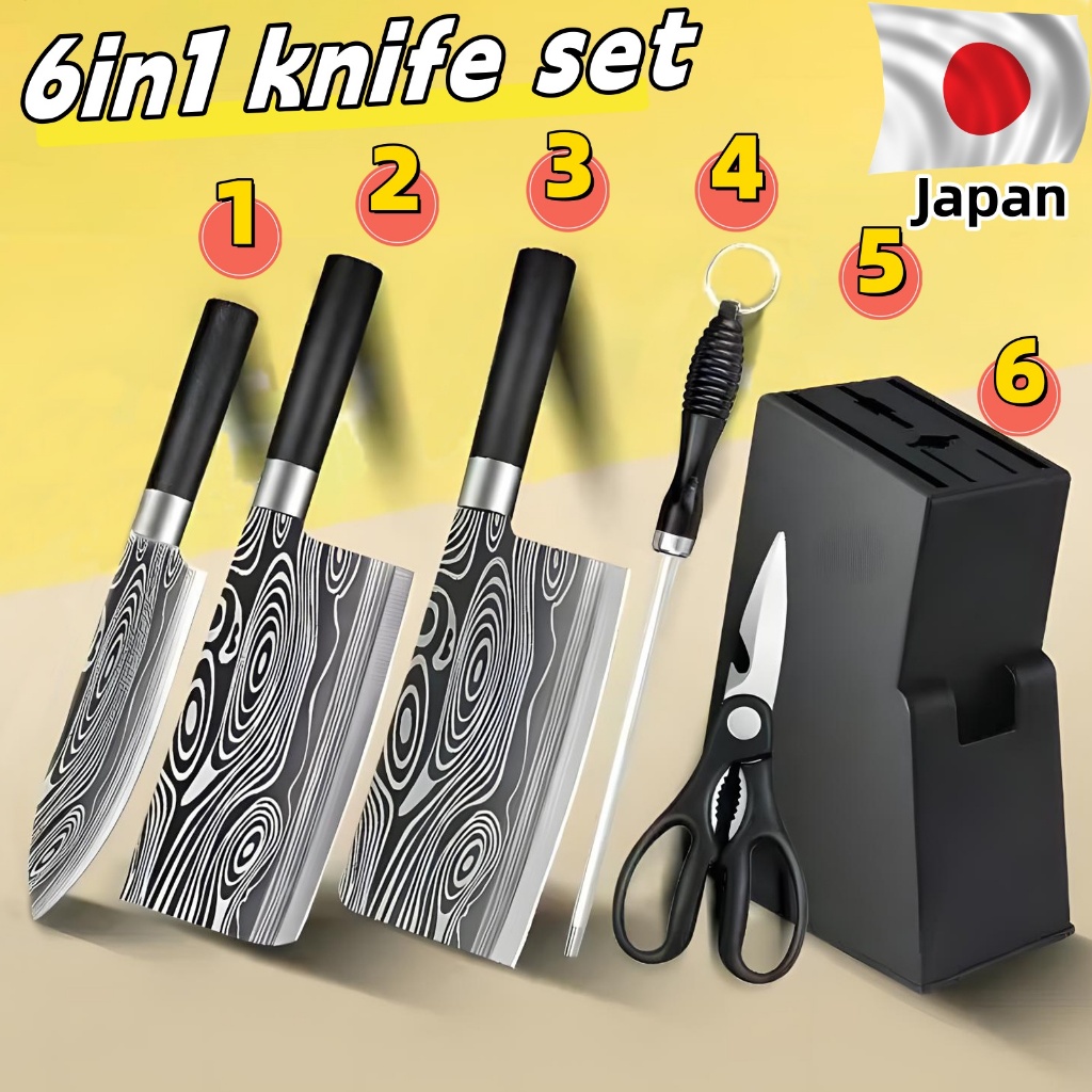 6 Pcs japan knife set with organizer kitchen cooking knife holder Chef ...
