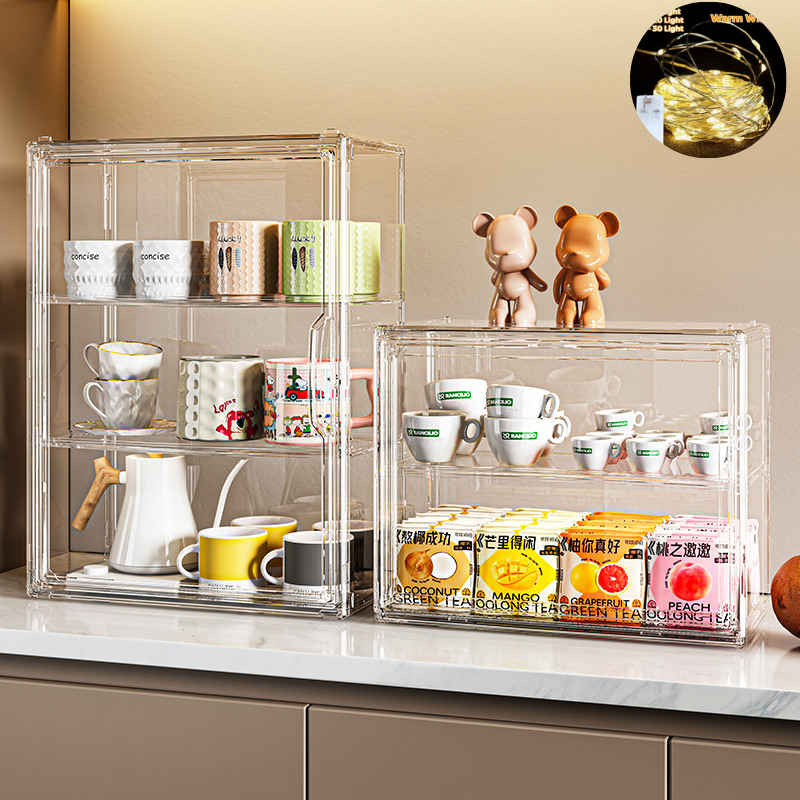 Dust-proof Cup Storage Rack Kitchen Storage Rack Desk Organizer Coffee ...