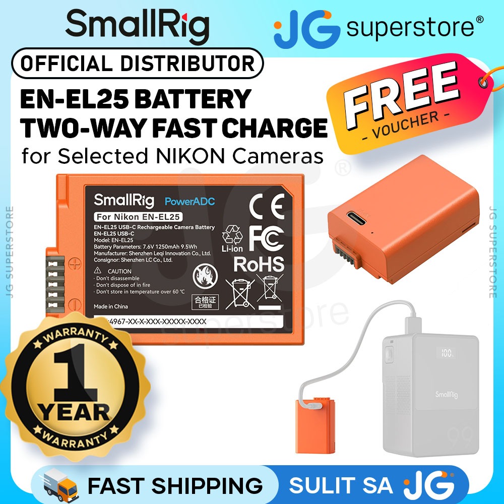 SmallRig EN-EL25 Rechargeable Li-Ion Battery 1250mAh, USB-C Direct ...