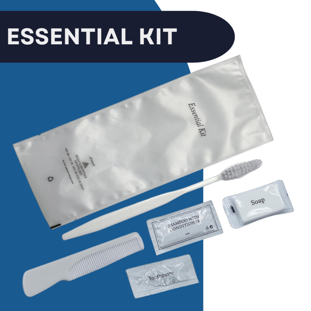 Essential Kit in Frosted Pouch for Hotel & Airbnb (Hotel Amenity Kit ...
