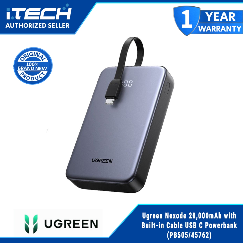 Ugreen Nexode 20,000mAh with Built-in Cable USB C Powerbank (PB505 ...