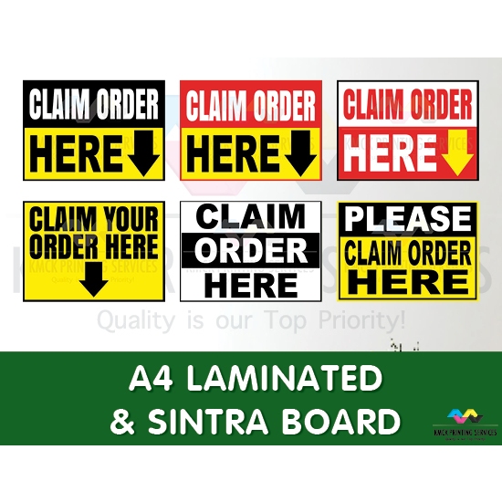 Claim Your Order Here Laminated | Sintra Board Signages | Shopee ...