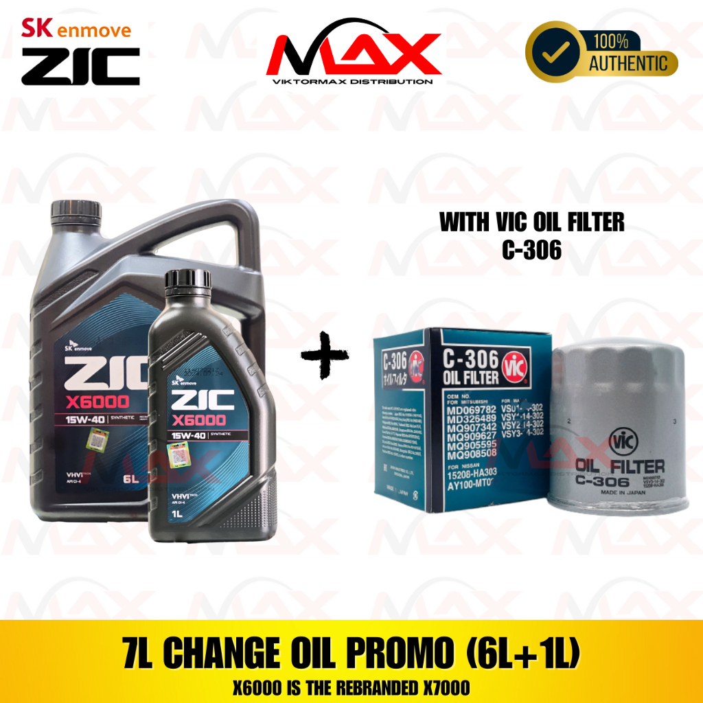 SK-ZIC 7 Liters X6000 15W-40 DSL with C-306 Vic Oil Filter Synthetic ...