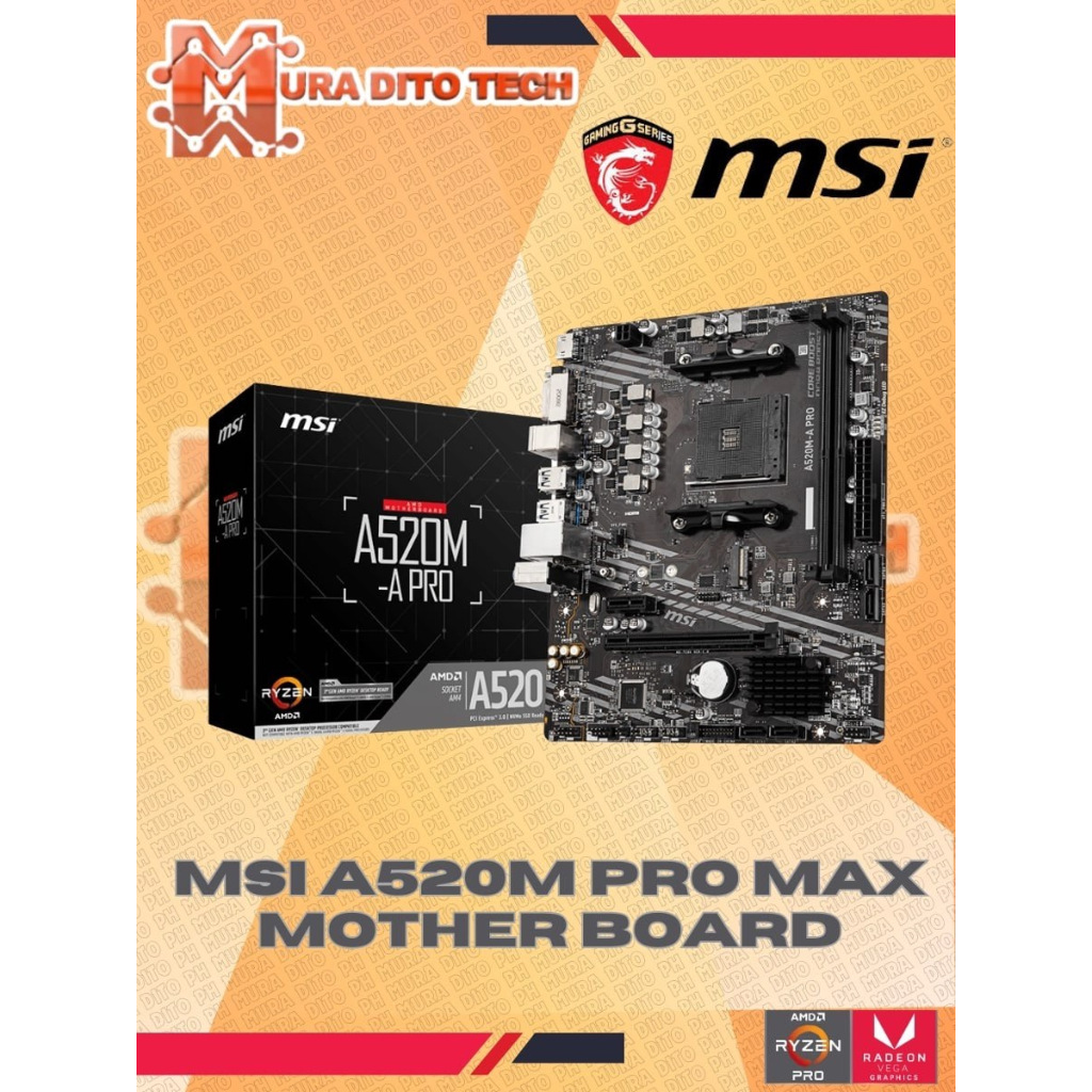 MSI B450M-A PRO MAX ll with M.2 slot/ AM4 GAMING MOTHERBOARD BRANDNEW ...