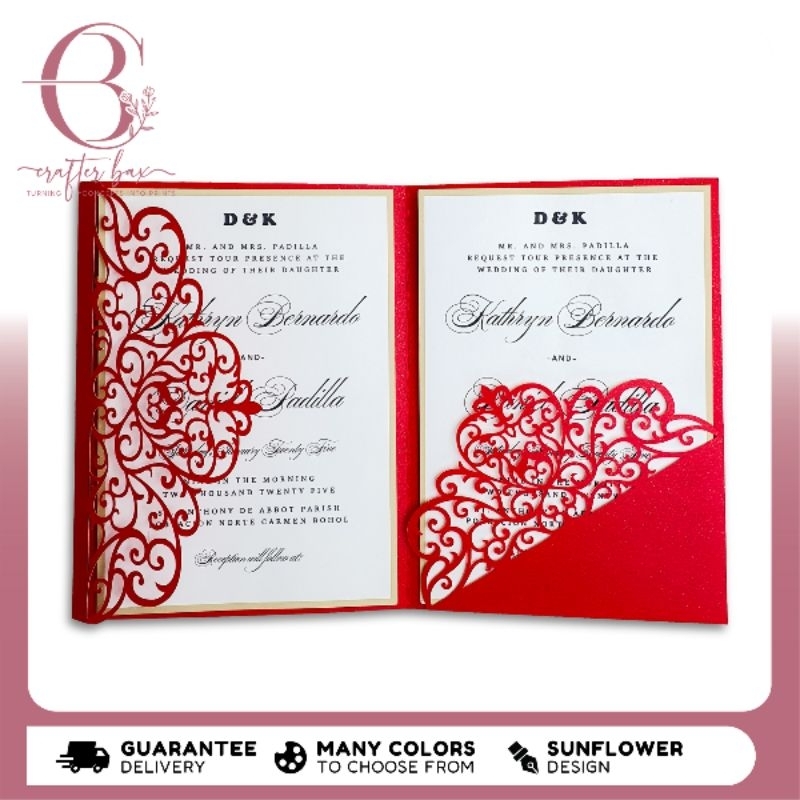 Lasercut Die Cut Minimalist Elegant Pattern 5x7 5R Trifold Invitation ...