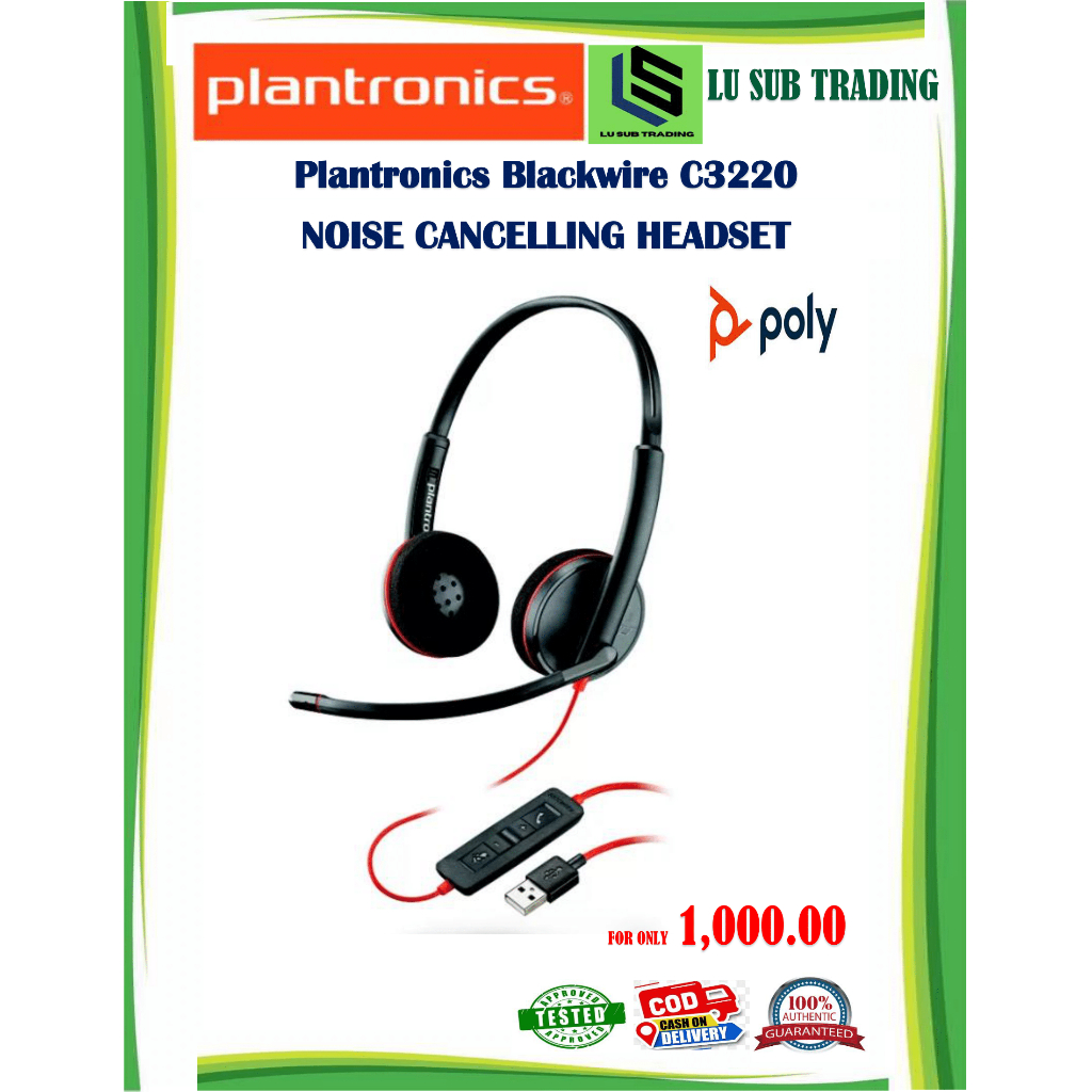 Plantronics Blackwire C3220 NOISE CANCELLING HEADSET | Shopee Philippines
