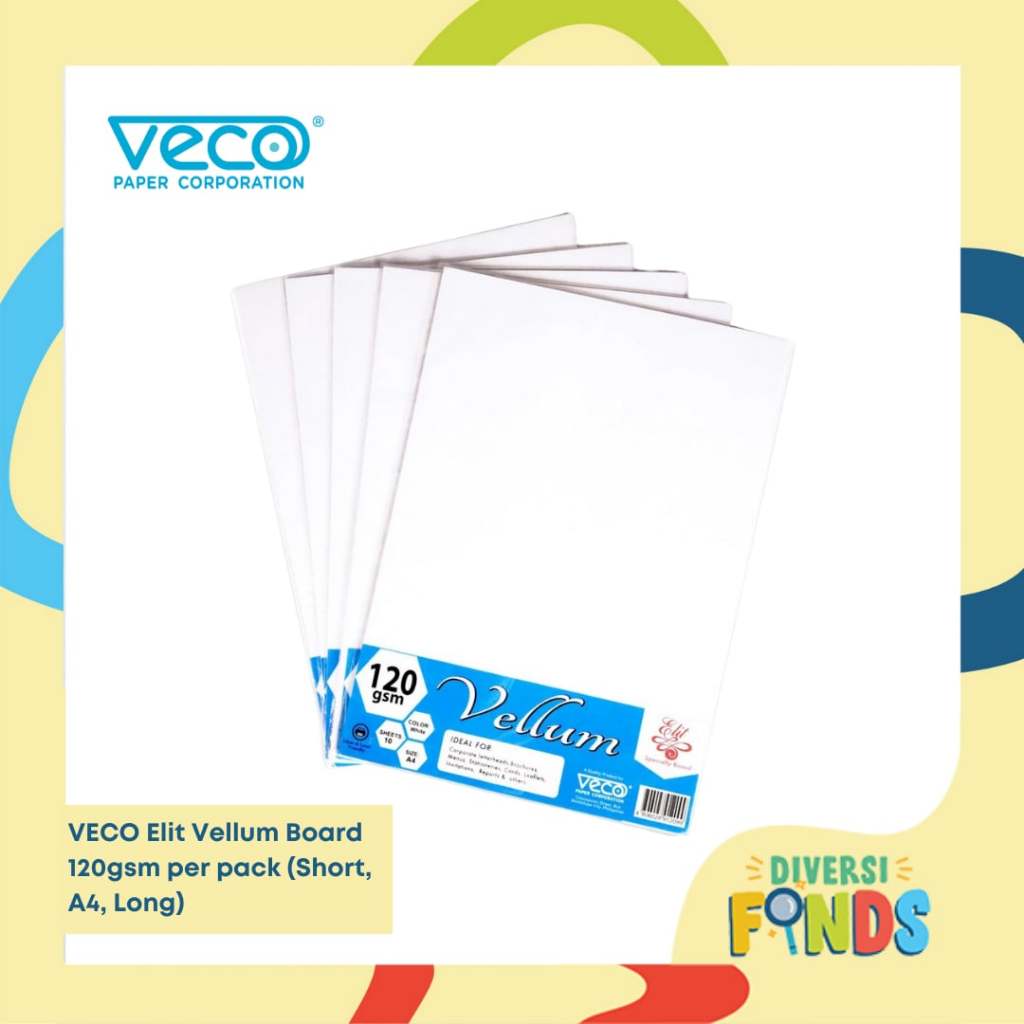 1 PACK Veco Elit Vellum Board 120gsm White 10pcs per pack - Short, A4 ...