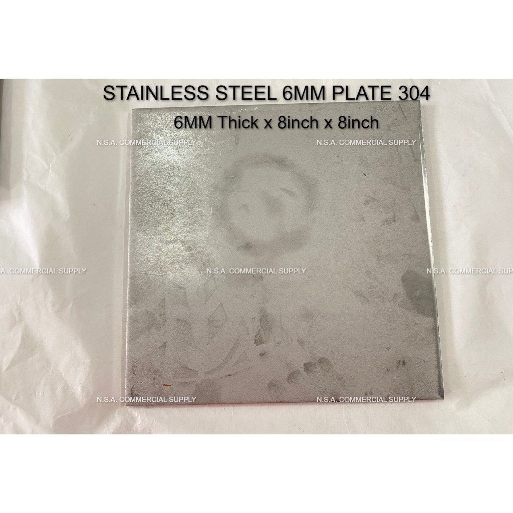 304 Stainless Plate / 6MM Thickness 8" x 8" / Mill Finish (1PC ...
