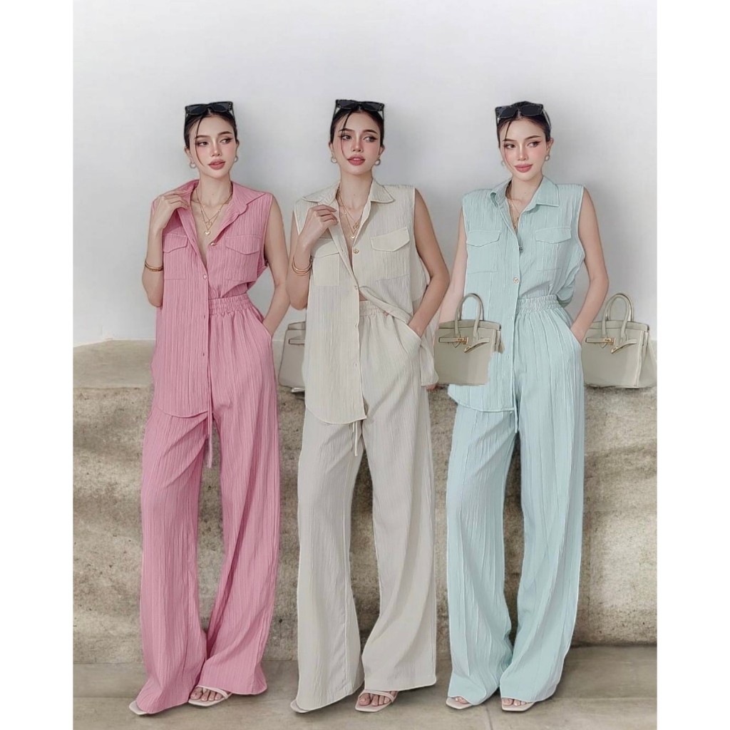 Y943 EZ Fashion Button Down Oval Hem Side Pocket Top & Drawstring ...