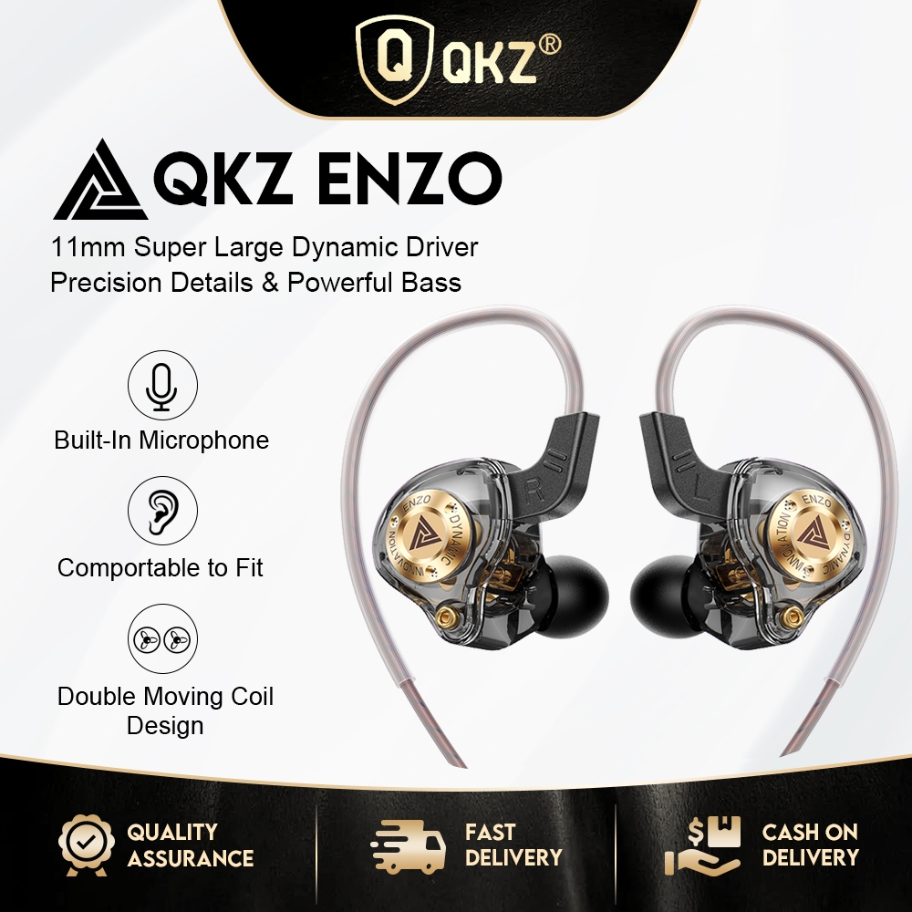 QKZ ENZO in Ear Monitor, HiFi Earbuds, Bass Sound with New 11mm Dynamic ...