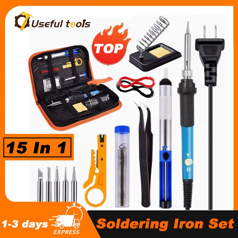 15 In 1 60W Soldering Iron Set 220V Electric Welding Soldering Iron ...