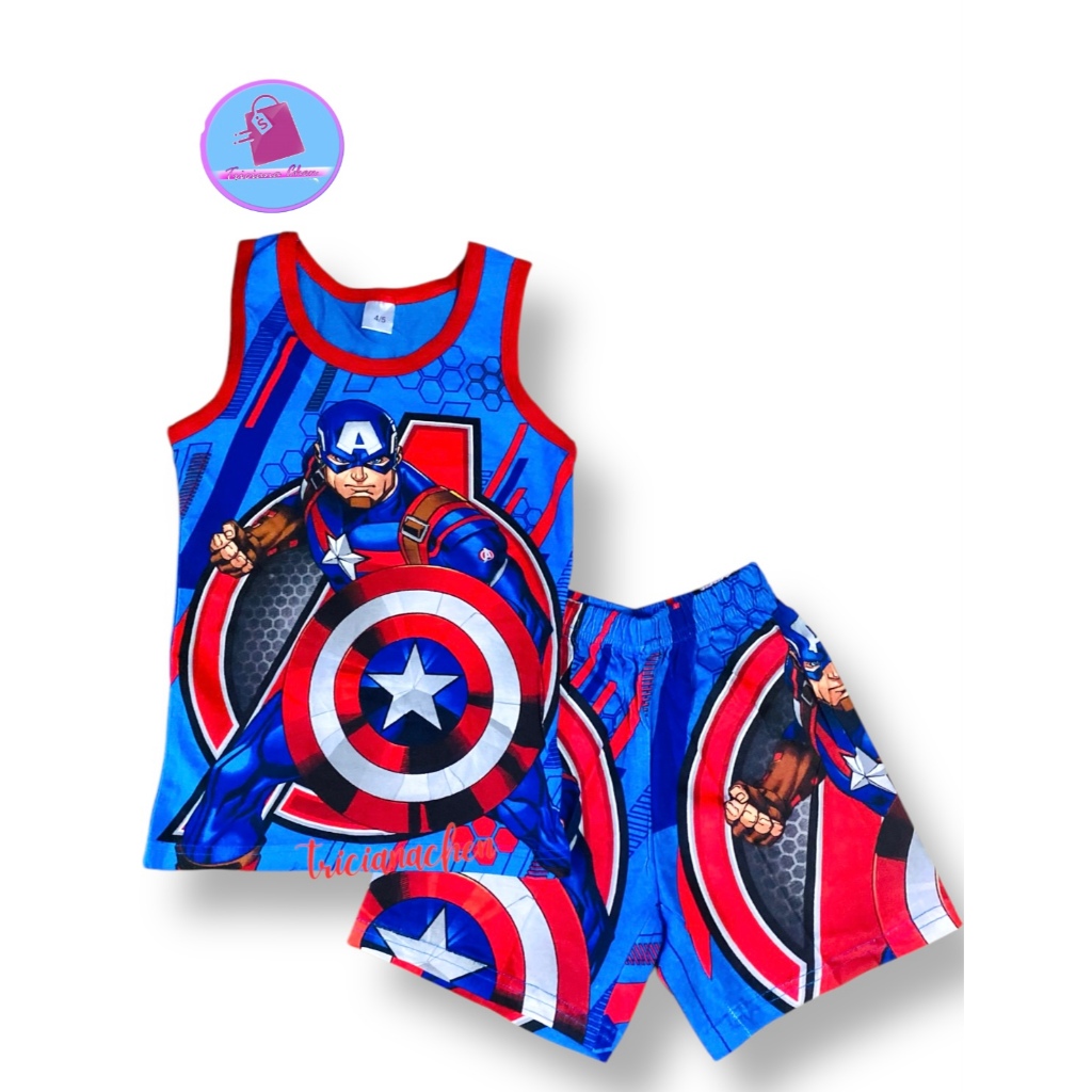 Captain America Kids Terno Sando with Short Character Printed Cotton ...