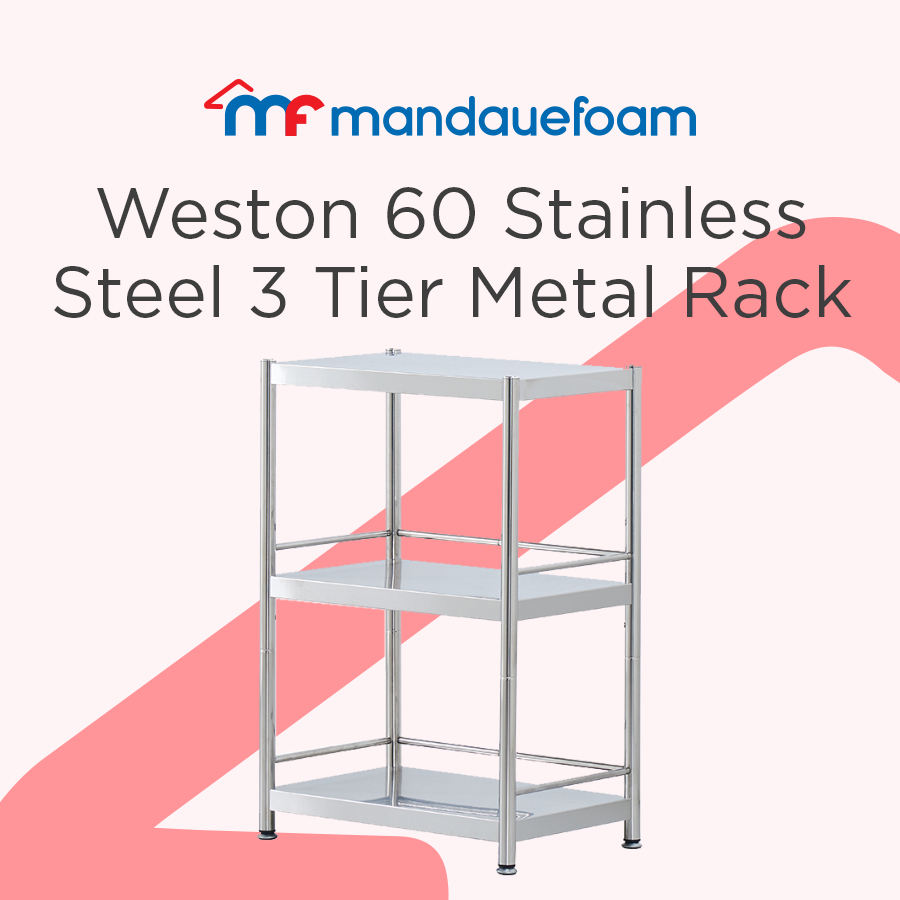 Mandaue Foam Weston 60cm Stainless Steel 3 Tier Metal Rack | Shopee ...
