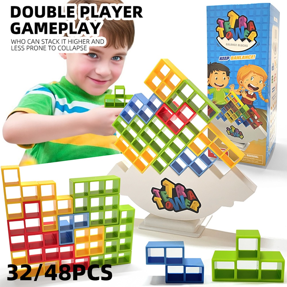 32pcs/48pcs Tetra Tower Balance Stacking Blocks Game Building Blocks ...