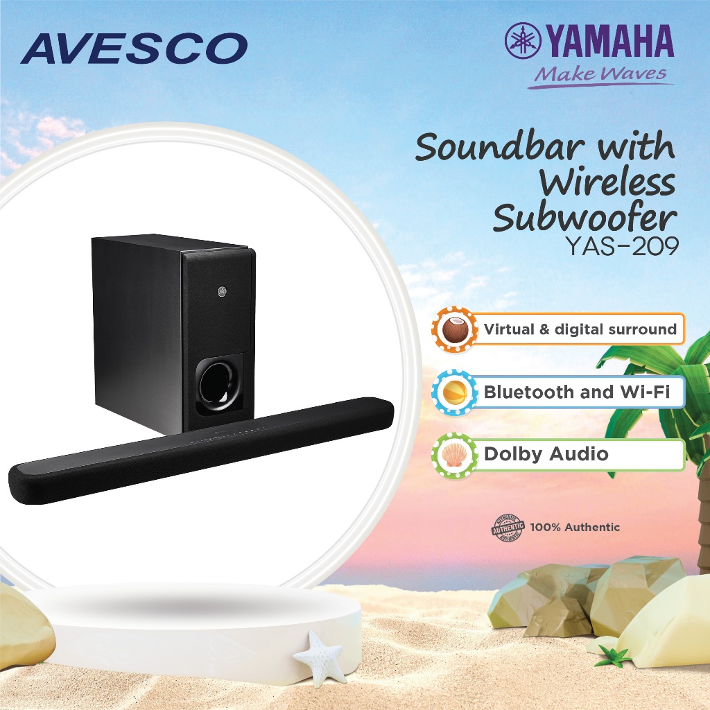 Yamaha | Sound Bar with Wireless Subwoofer | YAS-209 | Built-in Alexa Voice Control | Avesco ...