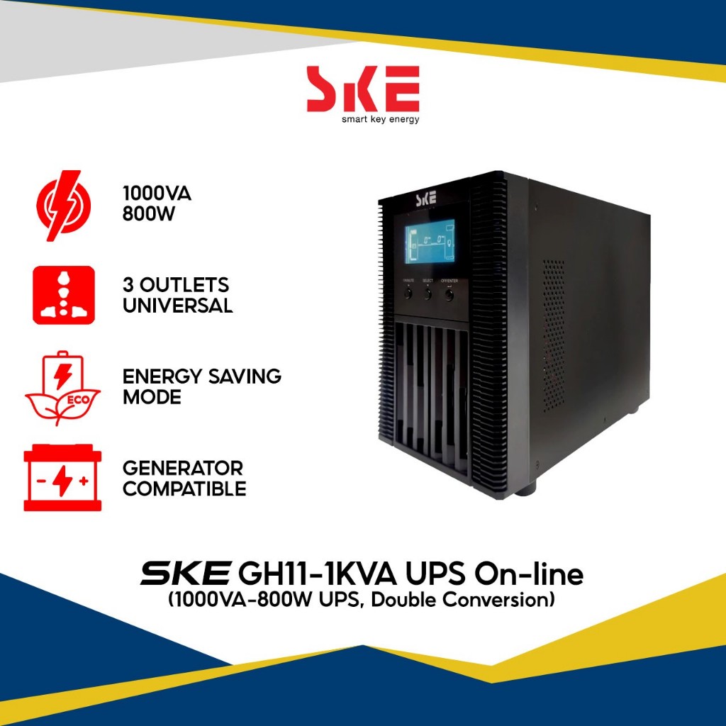 SKE GH11-1KVA UPS On-line 1000VA-800W Uninterruptible Power Supply, Double Conversion | Shopee ...