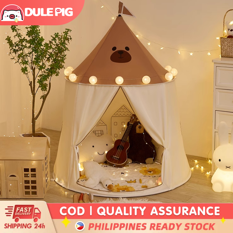 Foldable Castle Play Tent for Kids with LED Lights - Spacious Indoor ...