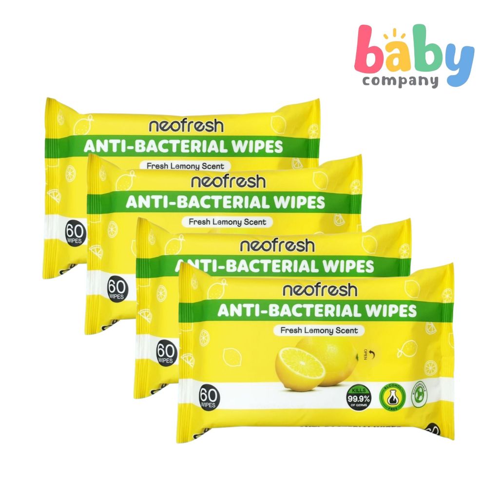 Neofresh 4-Pack Anti-Bacterial Waterwipes 60s - Lemon Scent | Shopee ...