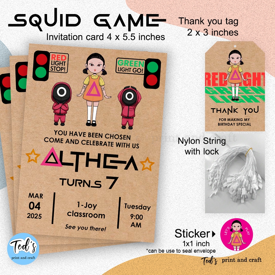 Squid game invitation card by teds | Shopee Philippines