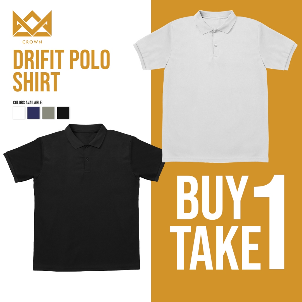 Crown Buy 1 Take 1 Mens Drifit Polo T Shirt for Men Airism Quick Dry ...
