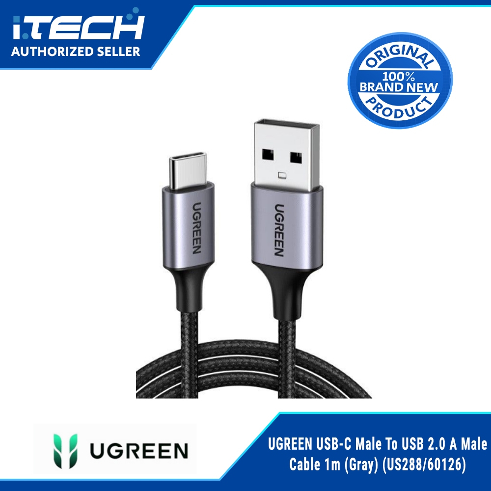UGREEN USB-C Male To USB 2.0 A Male Cable 1m (Gray) (US288/60126) | Shopee Philippines