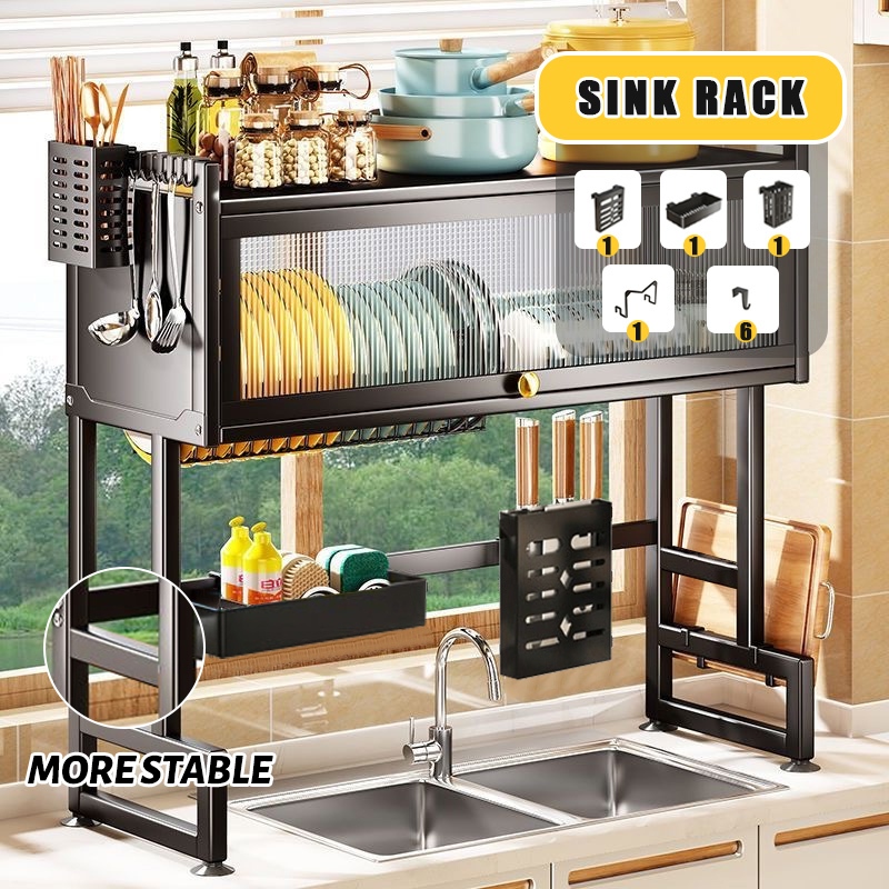 Over Sink Dish Cabinet With Cover Multifunctional Kitchen Storage ...