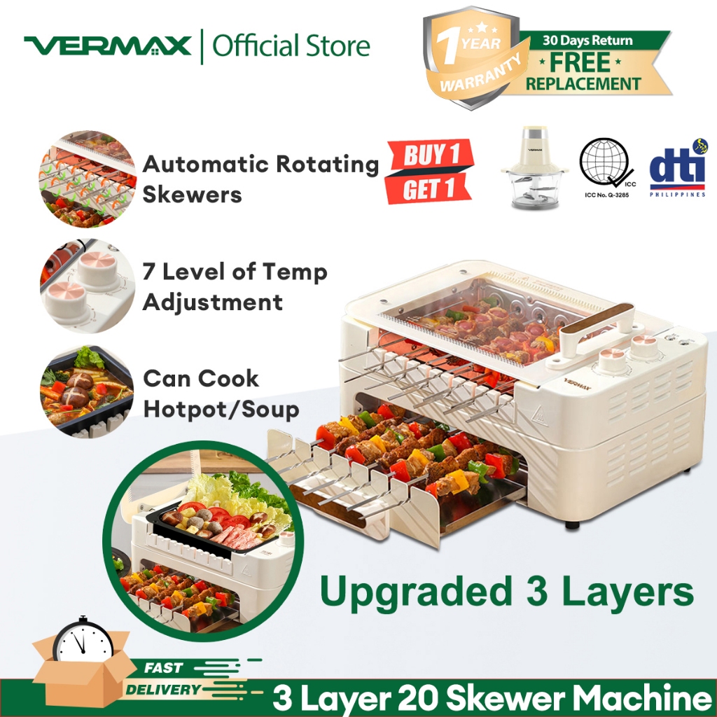 Vermax 3IN1 Electric Barbecue Grill 3 Layer Multifunctional BBQ ...